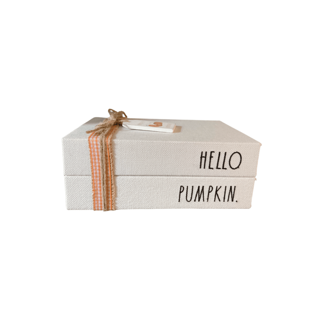 HELLO PUMPKIN Stacked Books | Fall Rae Dunn Decor Stack of Books ...